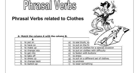 Phrasal Verbs Related to Clothes | My English Printable Worksheets