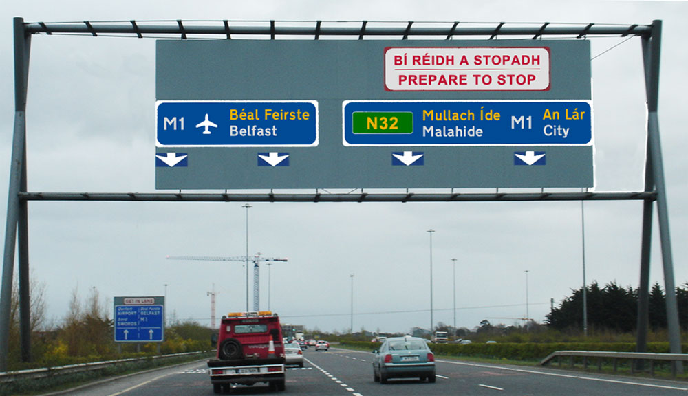 Redesign of bilingual signage in Ireland