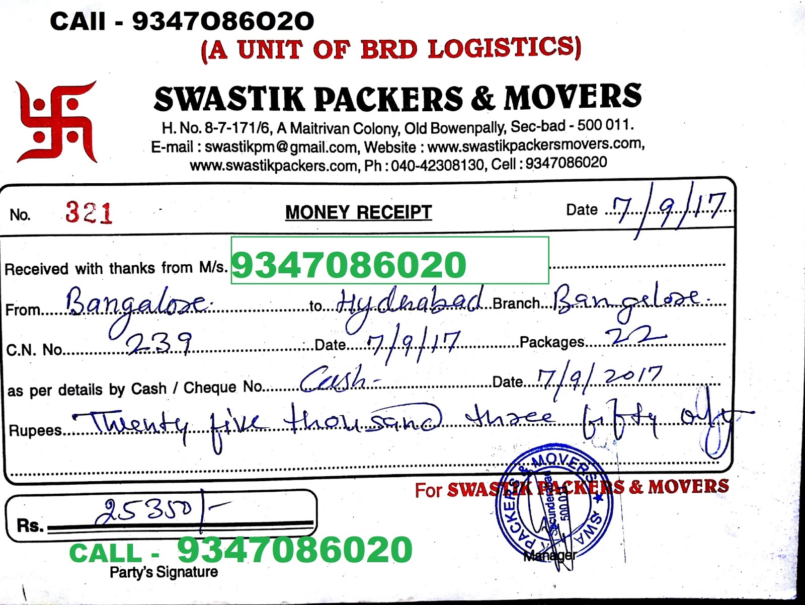 ( +91 9347086020 ) Packers and Movers Bill in Hyderabad | Relocation ...