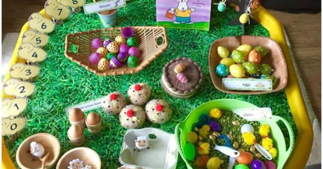 Learning and Exploring Through Play: Easter Themed Tuff Tray