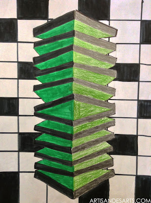 artisan des arts: Stacked Square Optical Illusion - grade 6
