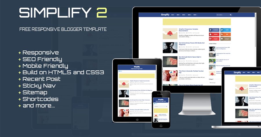 Blogger Template Simplify 2 Responsive 2017 - Dzulcyber.Com