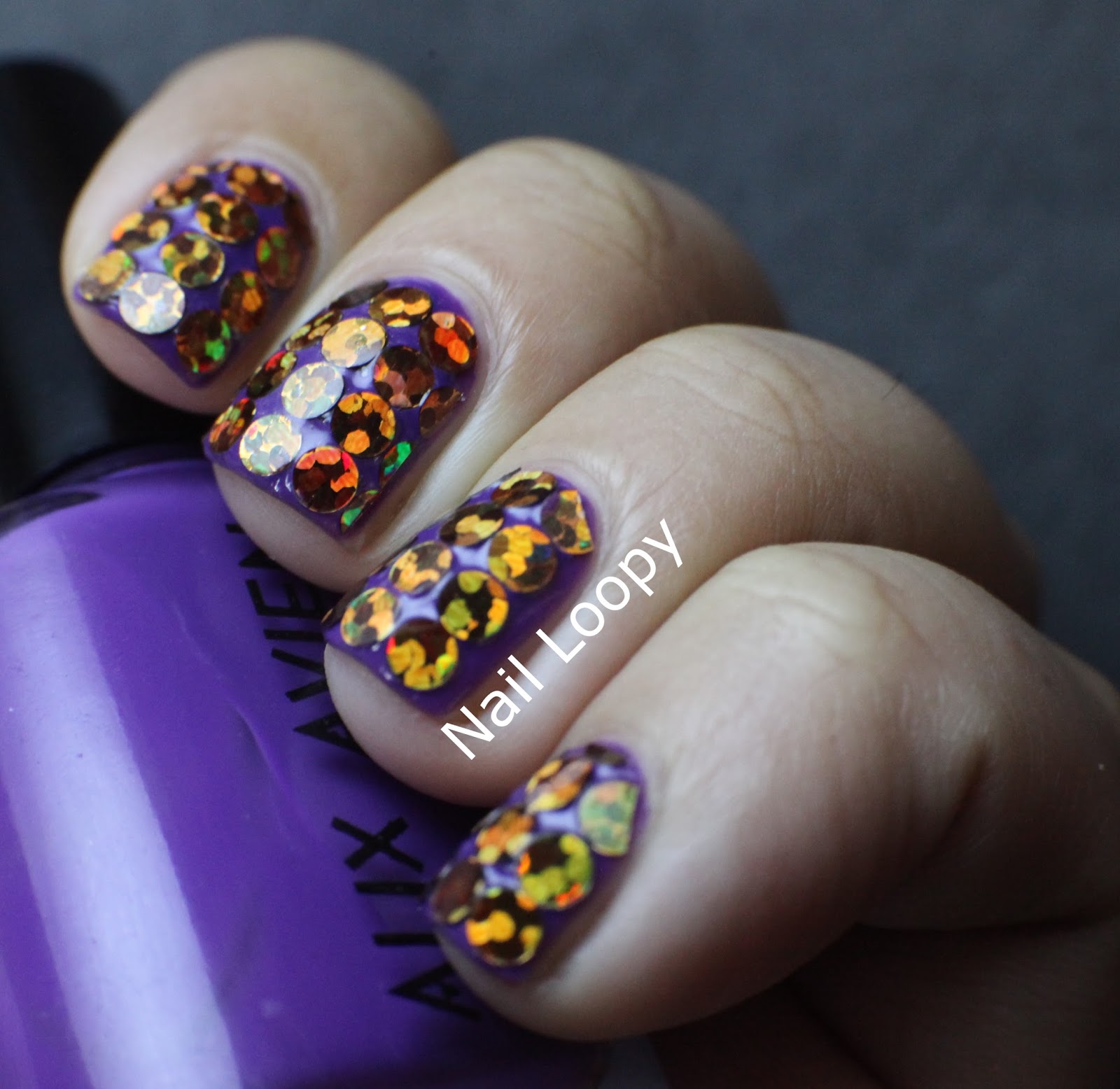 nail loopy: PURPLE & TOFFEE HOLOGRAPHIC SPARKLY GLITTER PLACEMENT NAILS :)