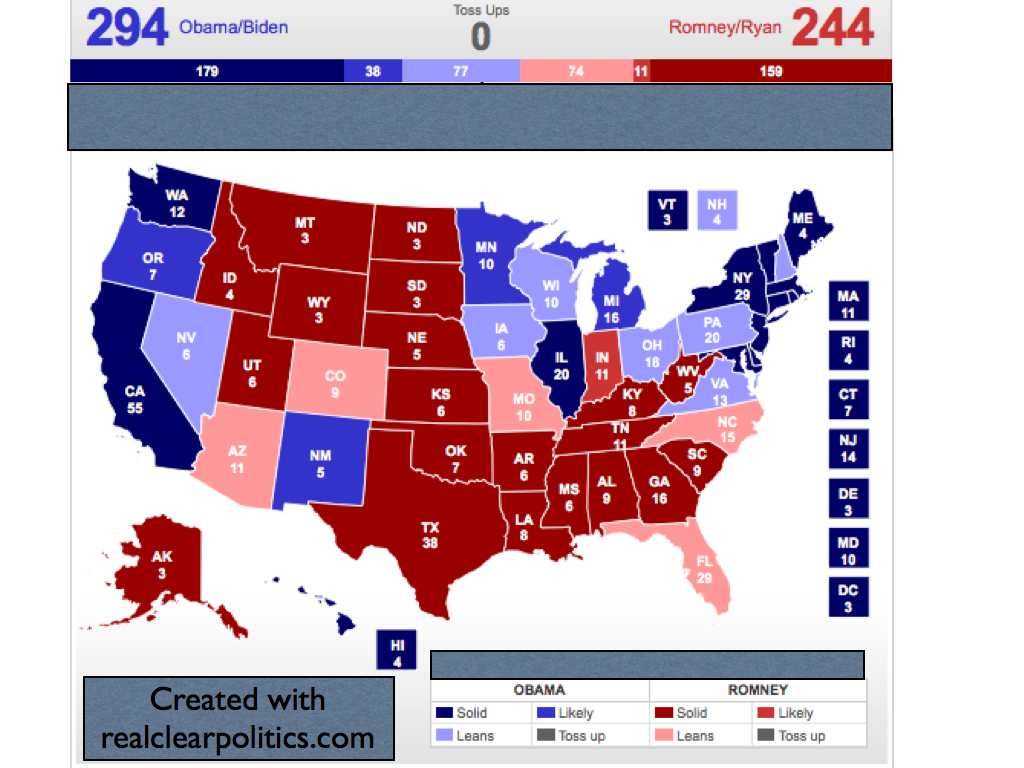 Electoral Vote Predictor: The Big 2012 Elecotral Map - A Stable Picture ...