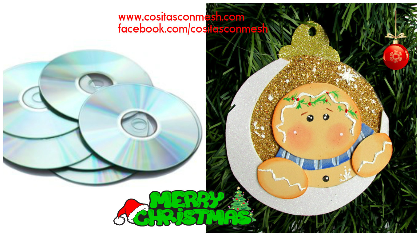 Haz bonitas esferas navideñas reciclando discos de cds ~ cositasconmesh