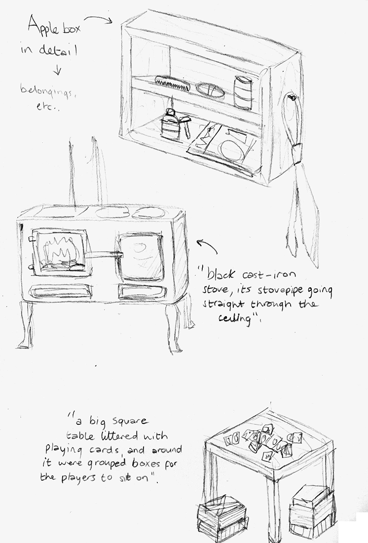 3D Visualisation & Environments: Bunkhouse Objects/Props Drawings