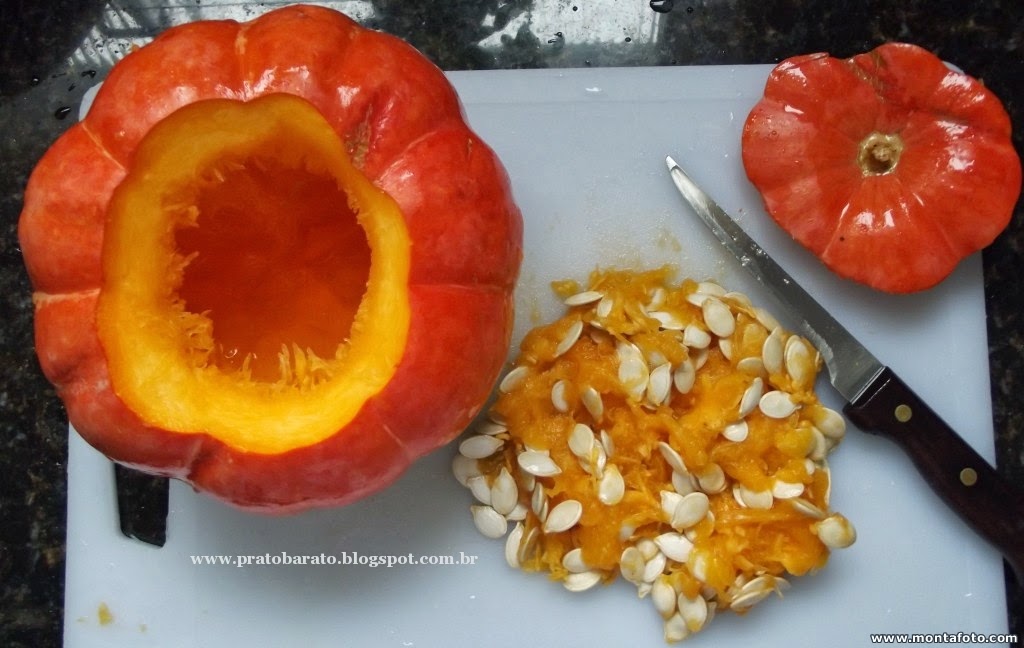 Prato Barato: Abóbora Recheada com Carne Seca