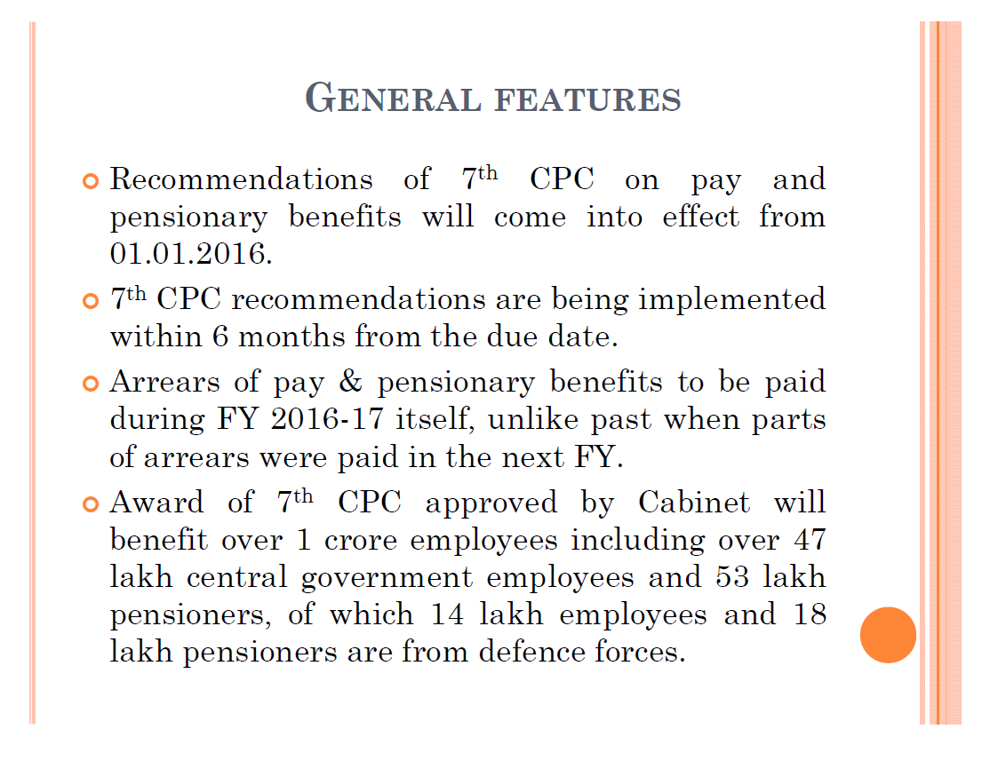 HIGHLIGHTS OF IMPLEMENTATION OF 7TH CPC RECOMMENDATIONS - India Post ...