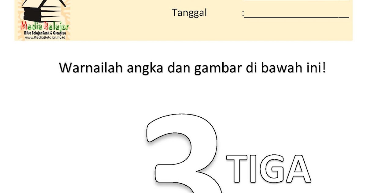 Mewarnai Angka 3 (tiga) dan Mewarnai Gambar Payung