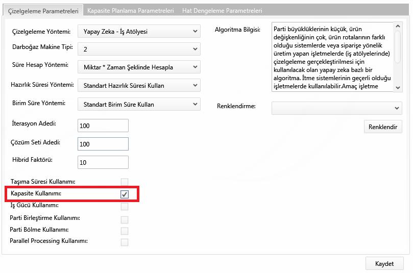 IPS (Intelligent Planning Scheduling): Kapasite Planlama