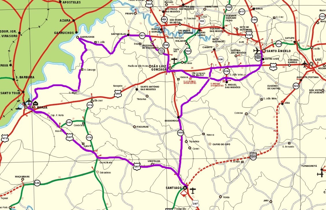 Pedalando nas Missões: O trajeto
