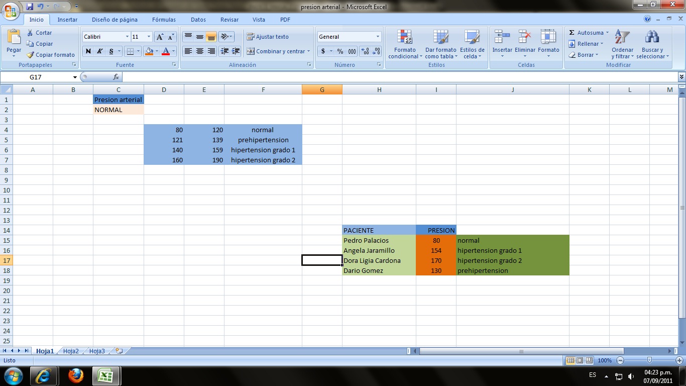 MEDICINA: cuadro de excel