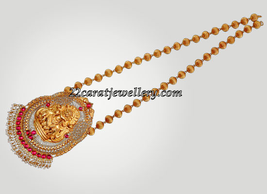 Fusion Work Gold Beaded Traditional Set - Jewellery Designs