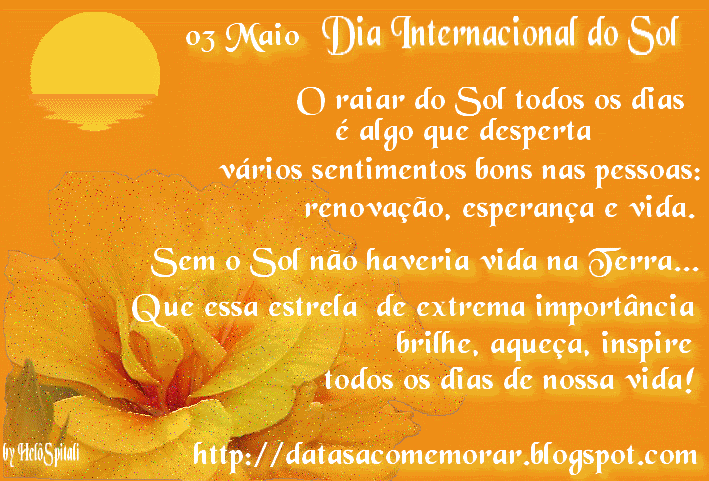 Blog da Márcia Barcelos: HOJE É O DIA DO SOL . 03/05