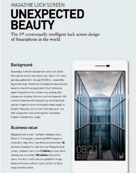 EMUI: EMUI "Magazine Unlock" feature receives 2014 Golden Pin Design Award