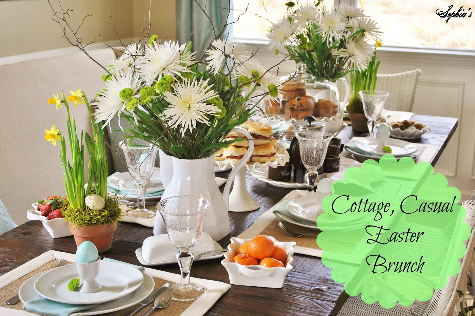Sophia's: Cottage-Inspired, Casual Easter Brunch and Spring Tablescape