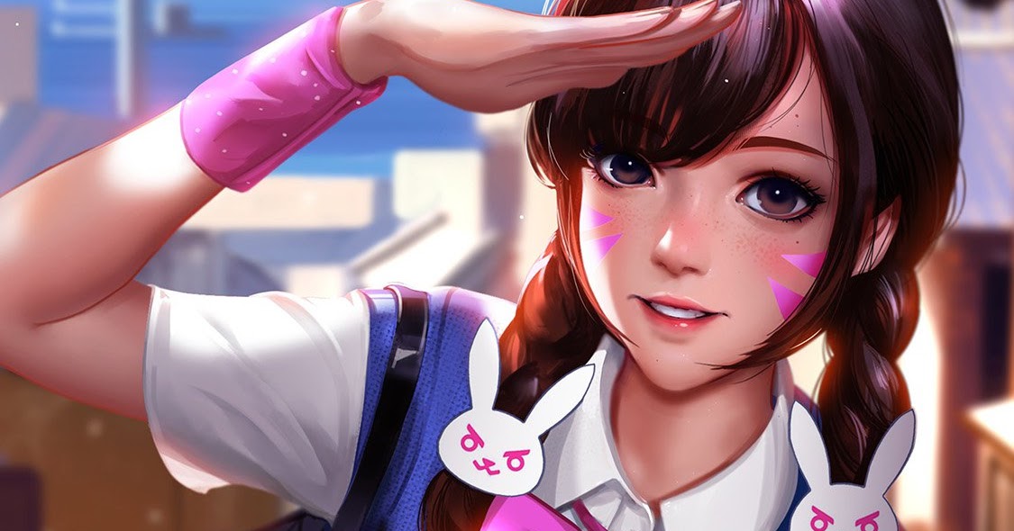 Dva Overwatch School Uniform Art | iPhone X Wallpaper | Free Download