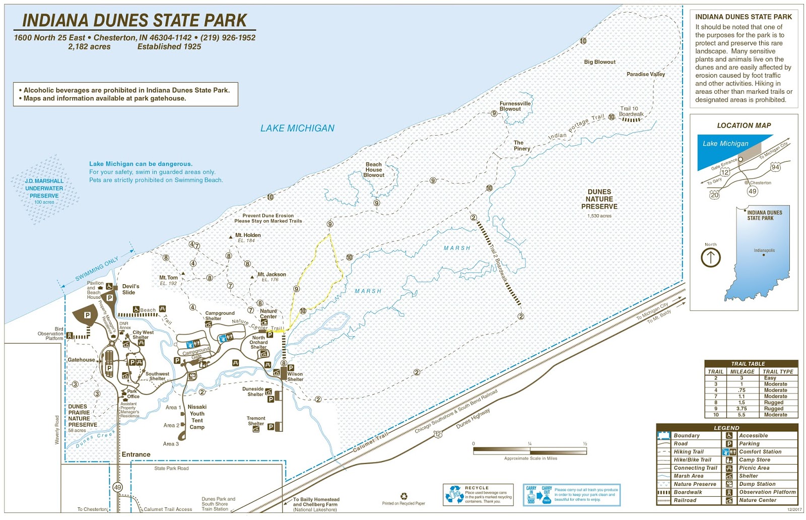 Day Hiking Trails: Maps for Indiana Dunes National Park trails