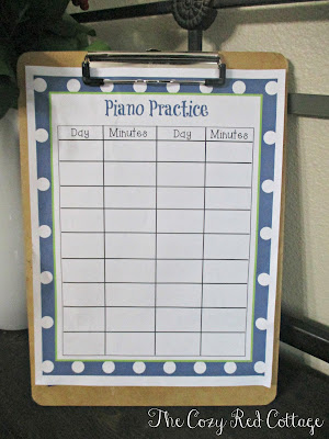 The Cozy Red Cottage: 7 Free Piano Practice Tracker Sheets