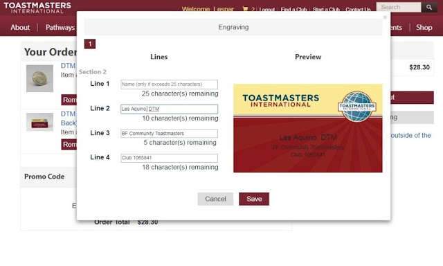 Toastmasters Speeches: Ordering the DTM Badge and Pin from Toastmasters