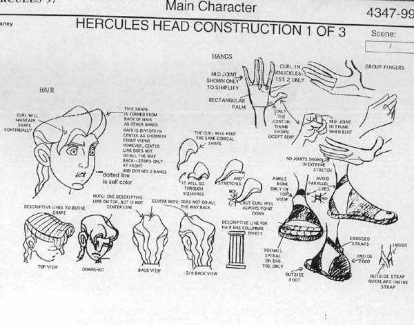 Living Lines Library: Hercules (1997) - Model Sheets & Production Drawings