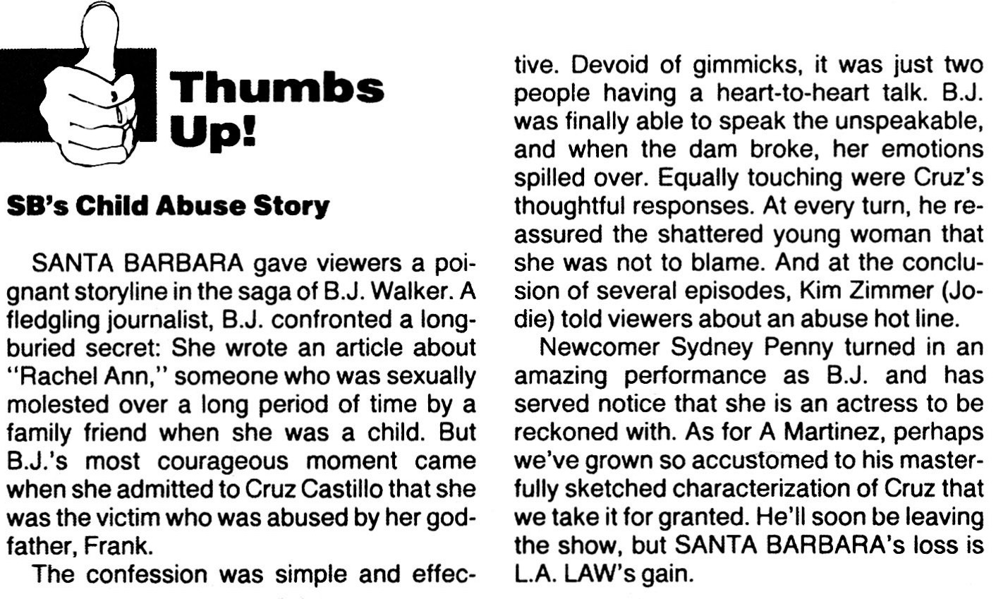 Santa Barbara: Thumbs Up! - SB's Child Abuse Story