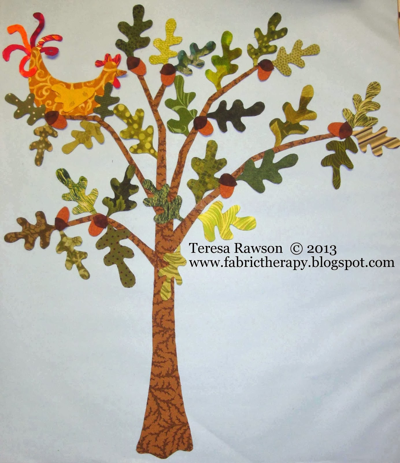 FABRIC THERAPY: The "Good Earth" Quilt - Oak Tree sneak peak...