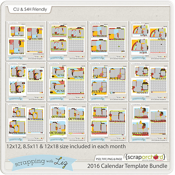 2016 Calendar & Cover Freebie! / Scrapping with Liz