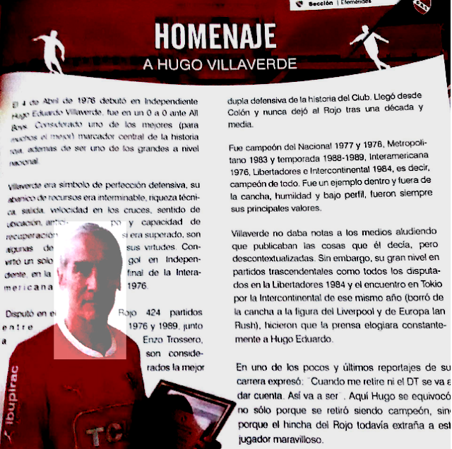 INDEPENDIENTE SIN CENSURA: Revista Peñas CAI: Reconocimiento a Hugo ...