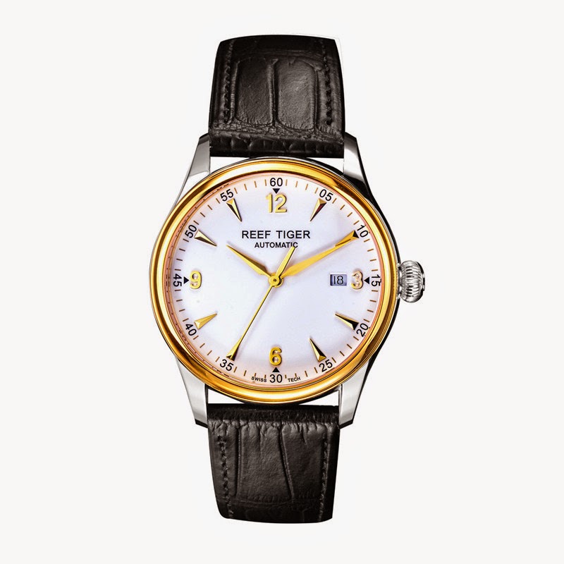Swiss Design Watches: Reef Tiger Classic Heritage White Dial Steel ...