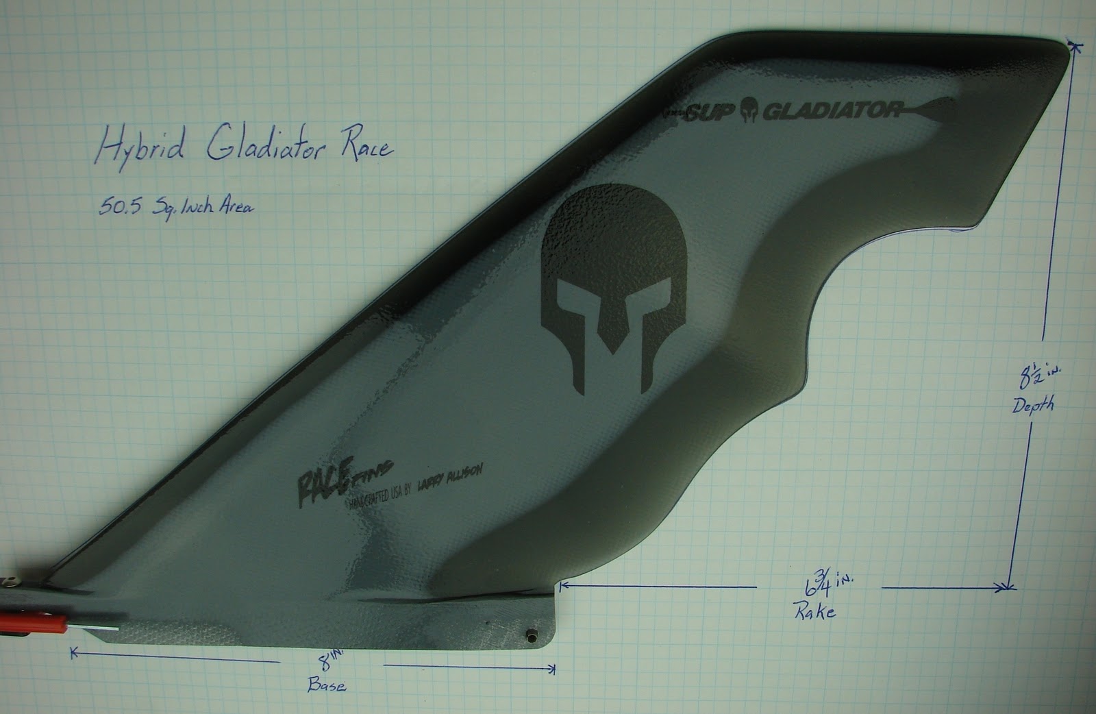 Stand Up Fins by Larry Allison: Gladiator Race Fin Hybrid