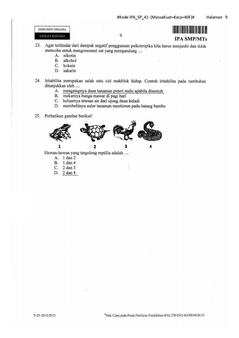 Soal dan Pembahasan UN IPA Paket 41 Kelas 9 SMP TA 2012/2013 | Kumpulan Soal dan Prediksi Ujian ...