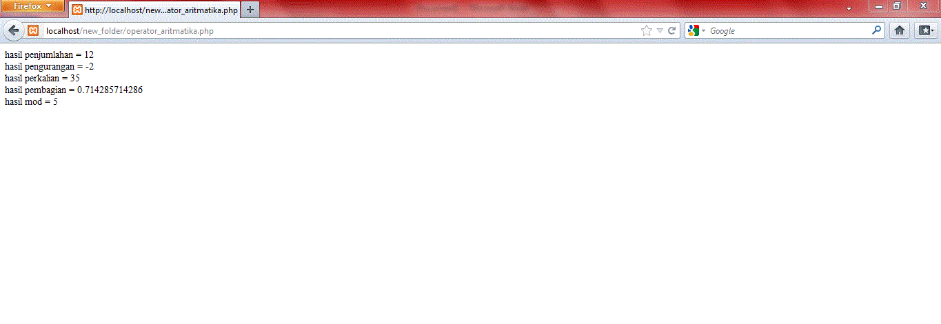 Operator aritmatika pada php Operator aritmatika pada php