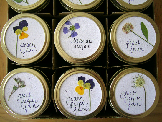 animal-friendly eating: pressed flower jar labels