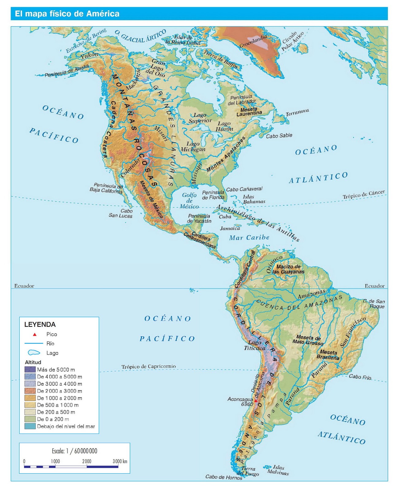 Miguel Geografía e Historia: MAPA FÍSICO AMÉRICA