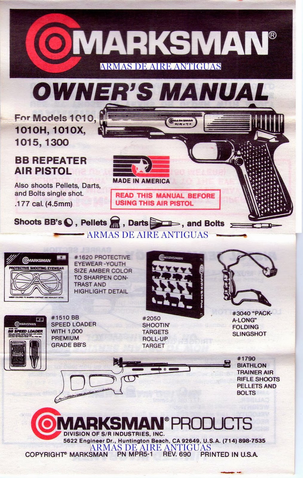 ARMAS ANTIGUAS DE AIRE: PISTOLA MARKSMAN 1010