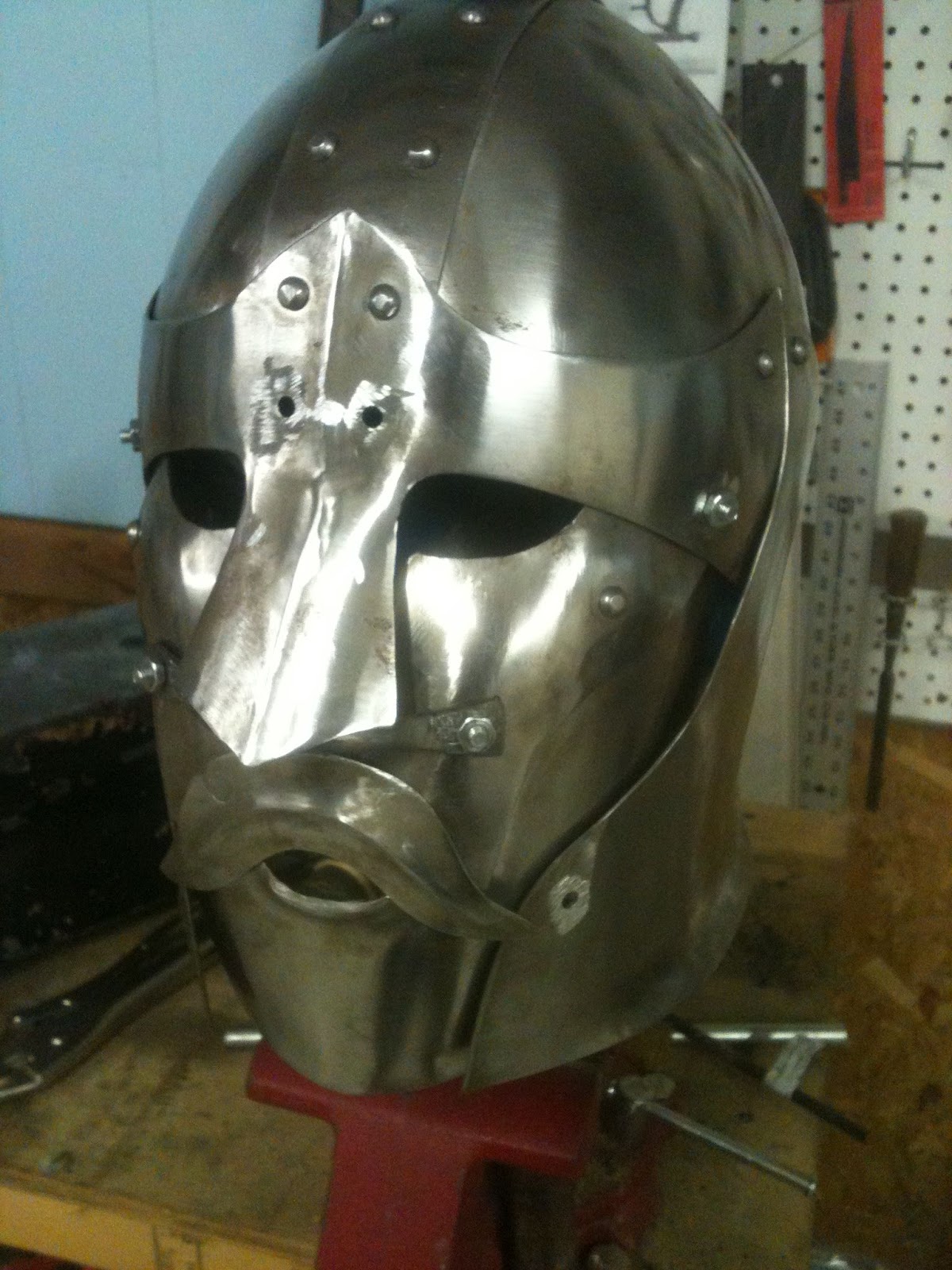 Arm Thyself!: This helmet comes with a mustache.