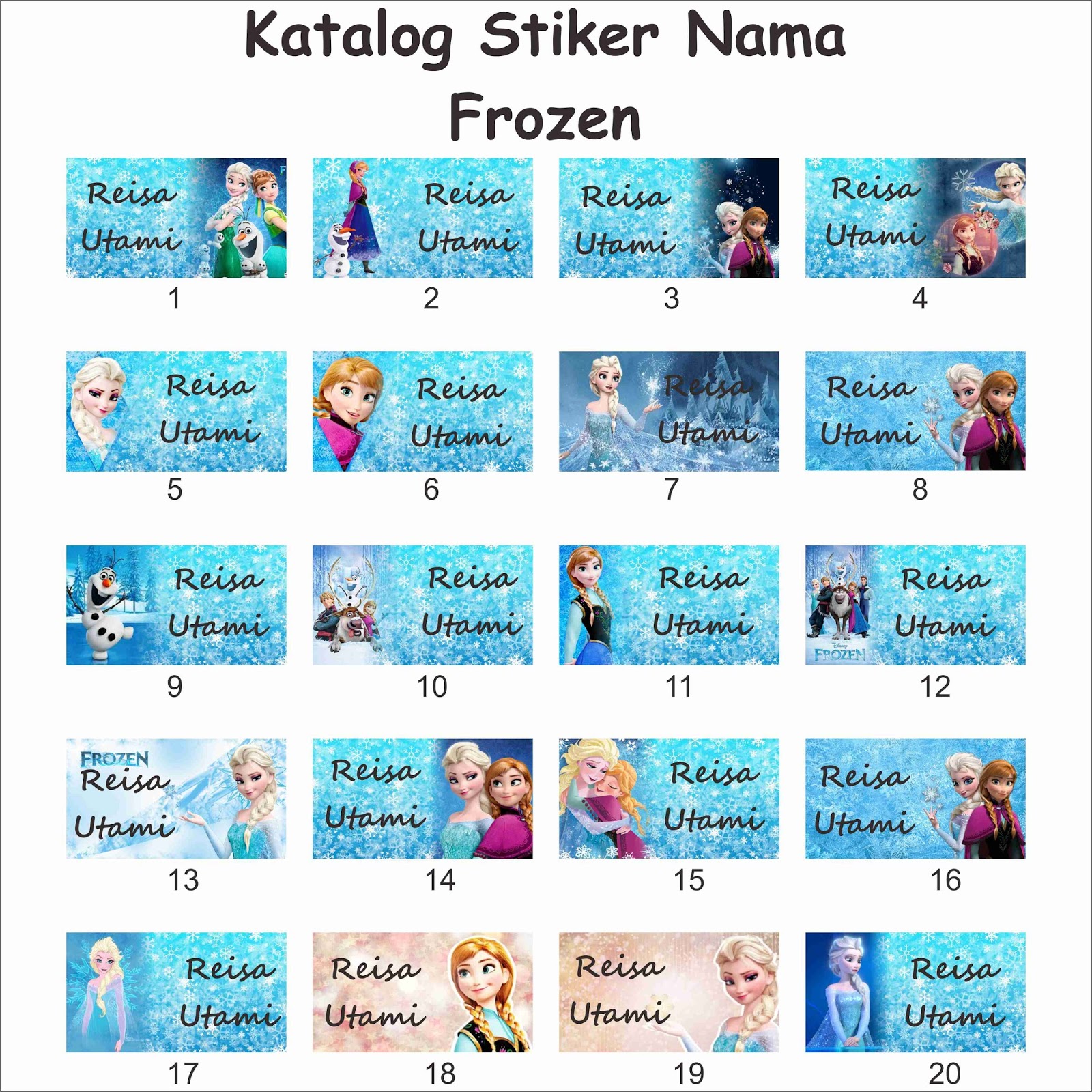 Design Kreatif Kota Malang: STIKER LABEL NAMA KARAKTER