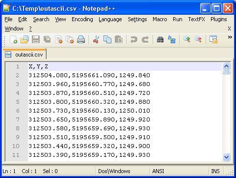 dominoc925: Export ground points from a LAS file to ASCII CSV file ...