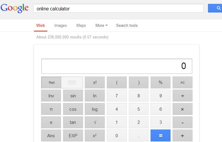 Buy Cheapest Hosting: Google calculator: Do calculation on google home page