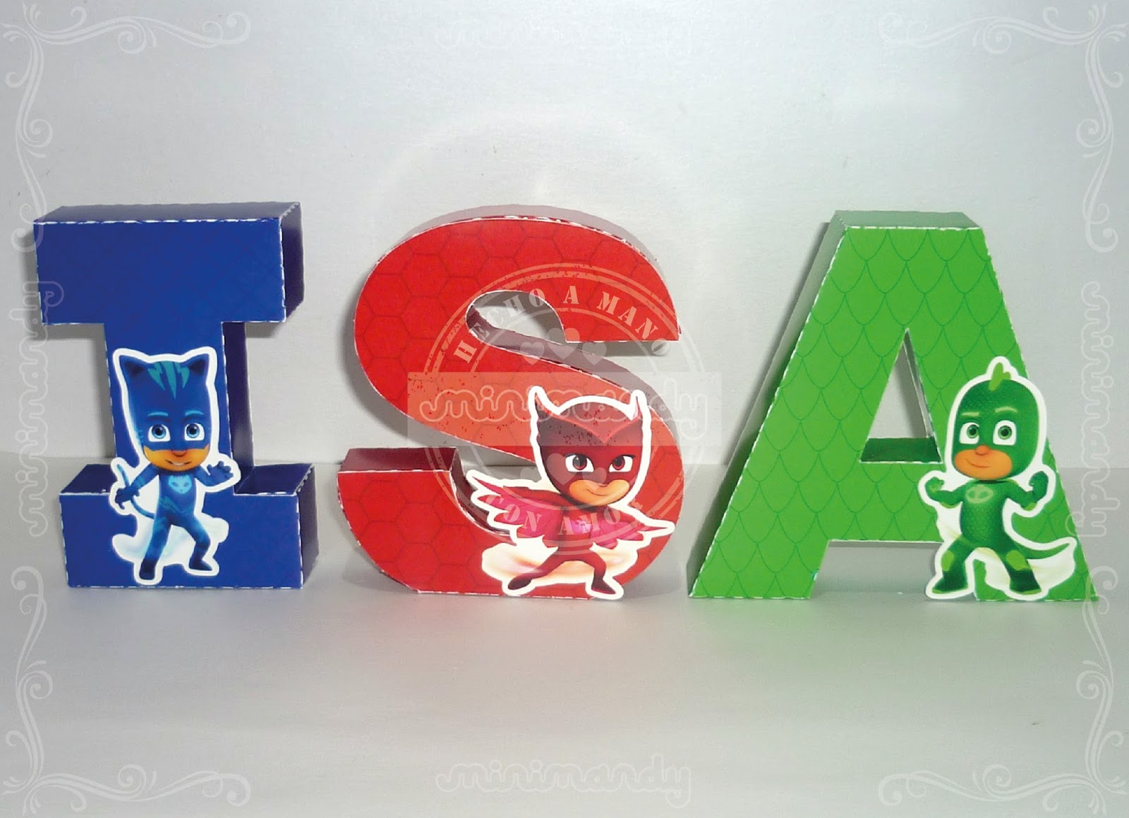 MinimandySign: Letras corpóreas de papel - PJ Masks