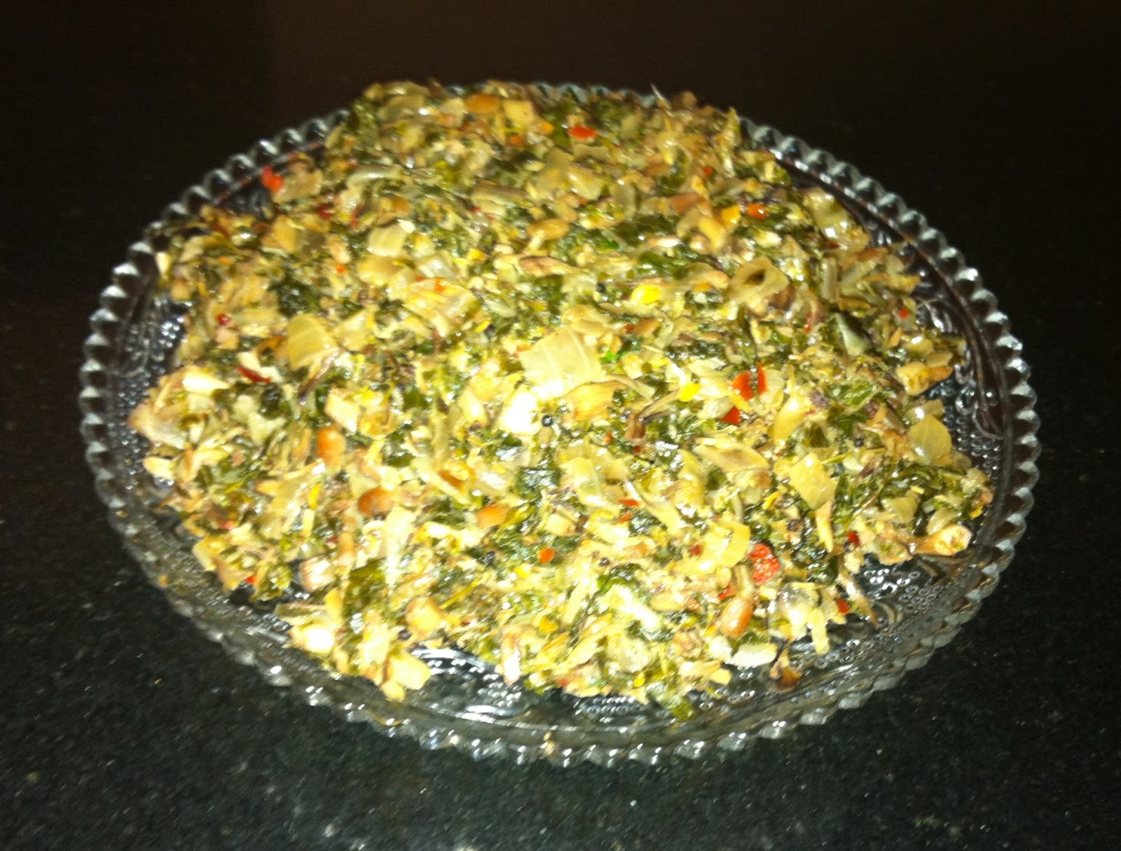 Recipe Collection: Vazhaipoo Murunga Keerai Poriyal