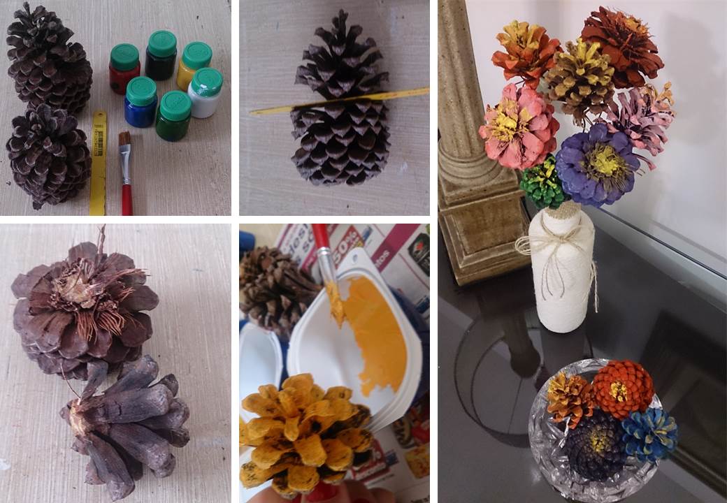 Flores com Pinha Natural