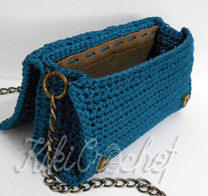 Kiki Crochet: Πλεκτη Τσαντα με Πλεξη Διαμαντι (φωτο & βιντεο)