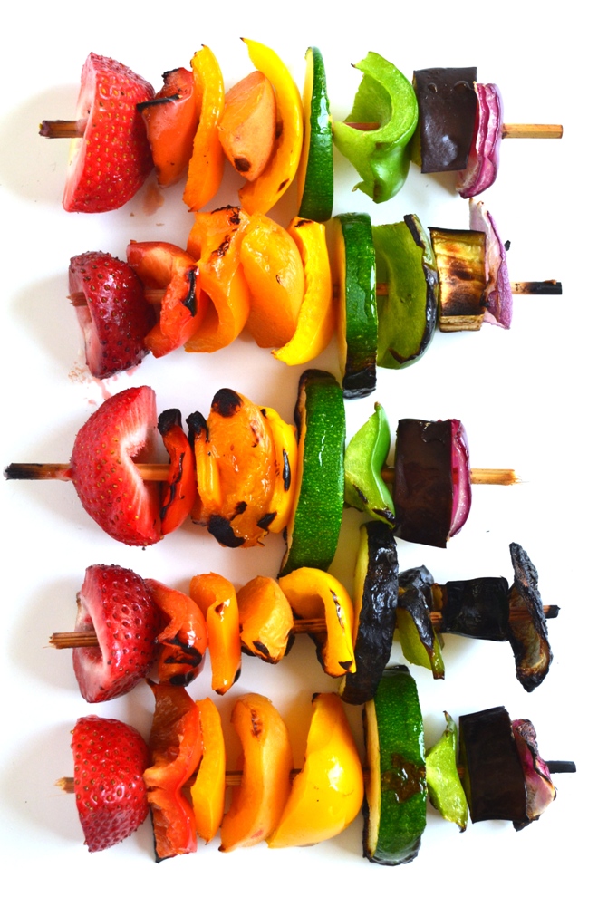 Grilled Rainbow Fruit and Vegetable Kebabs | The Nutritionist Reviews