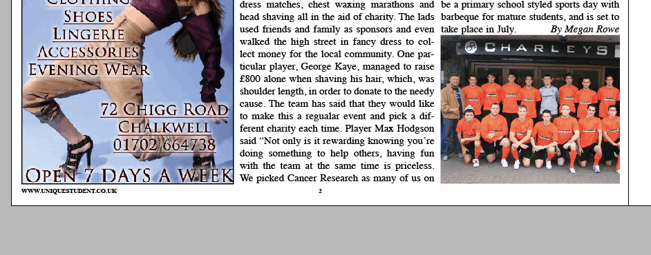 A2 Media Research: Creating the second page of the Newspaper