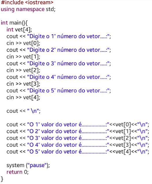 Bit da Educação : Aula 24 - C++ - Vetores unidimensionais - Vetor
