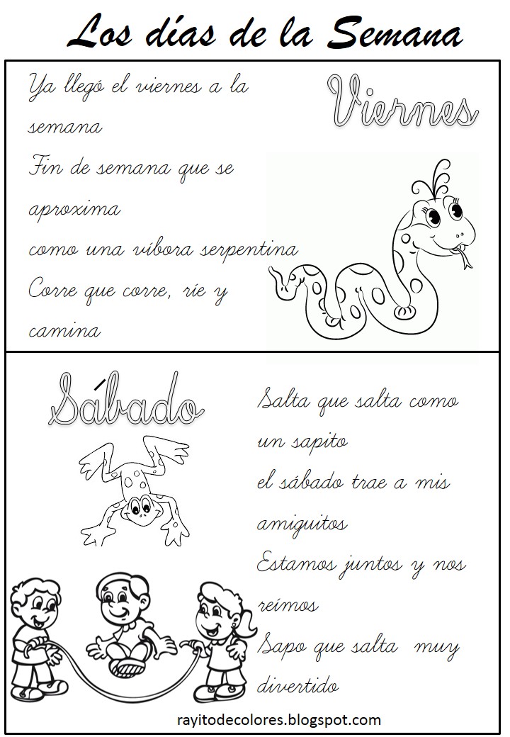 Rayito de Colores: Los días de la semana