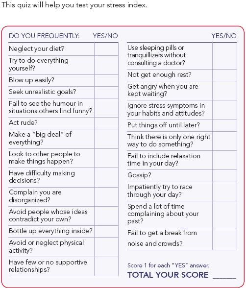 Today`s words and pictures: Stress Management Tests