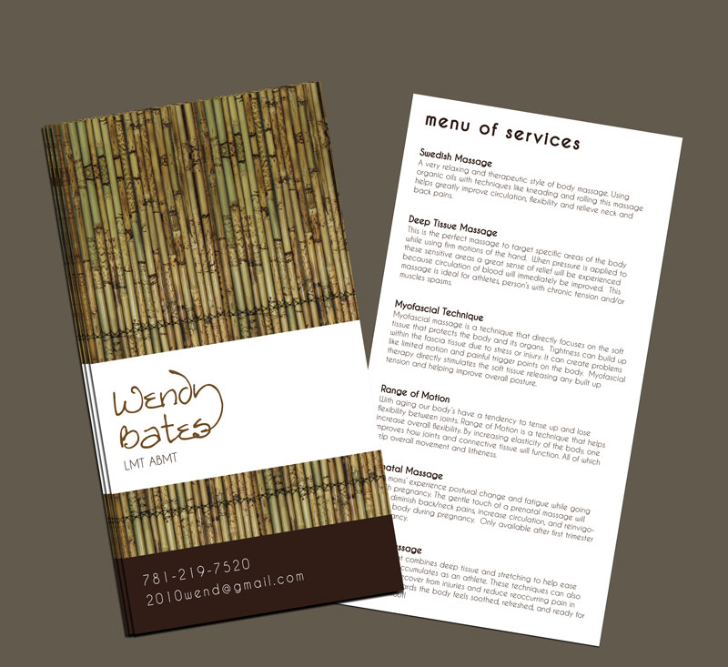 Too Many Designs: Wendy Bates Massage Menu